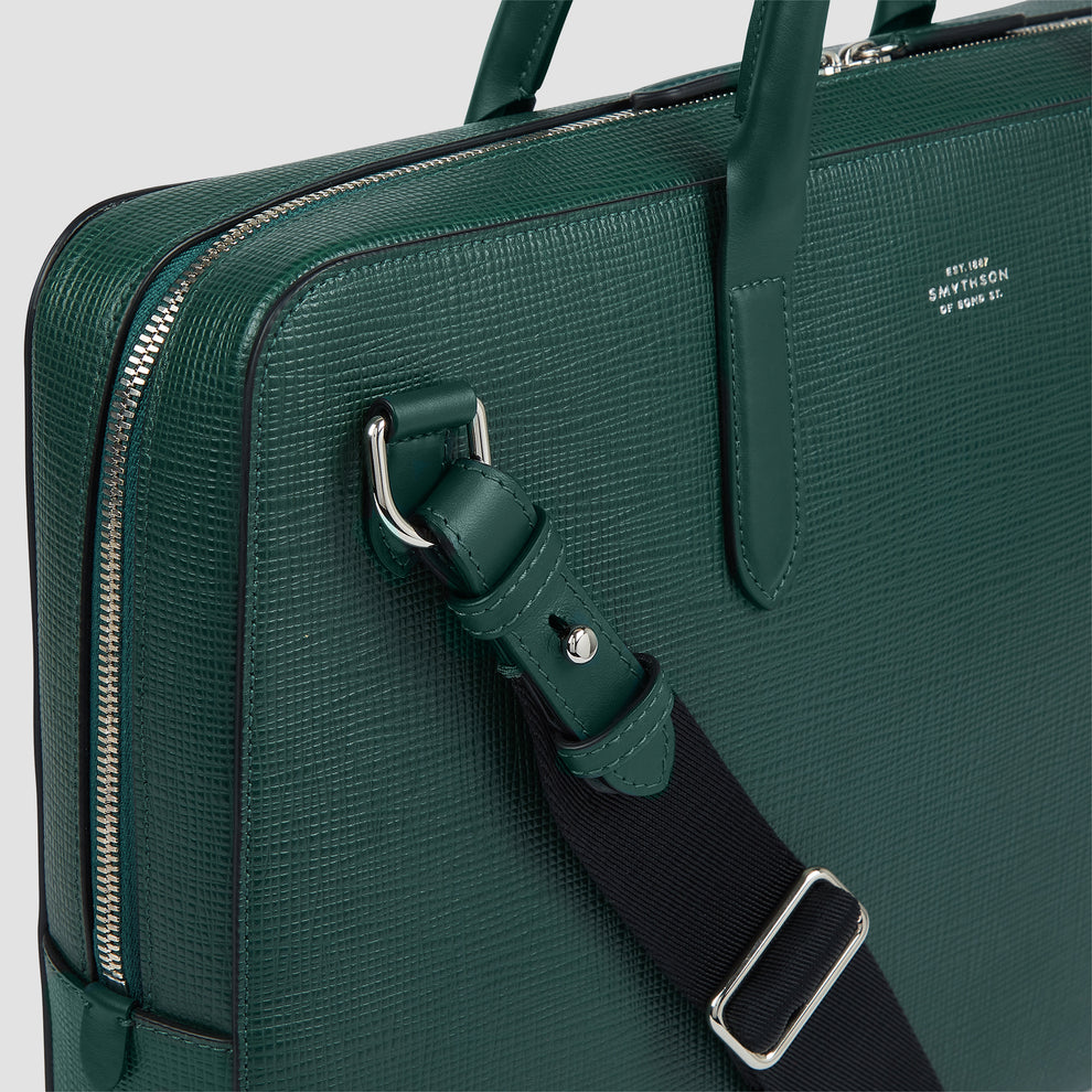 Lightweight Slim Briefcase in Panama - Forest Green – Silver Santa Fe