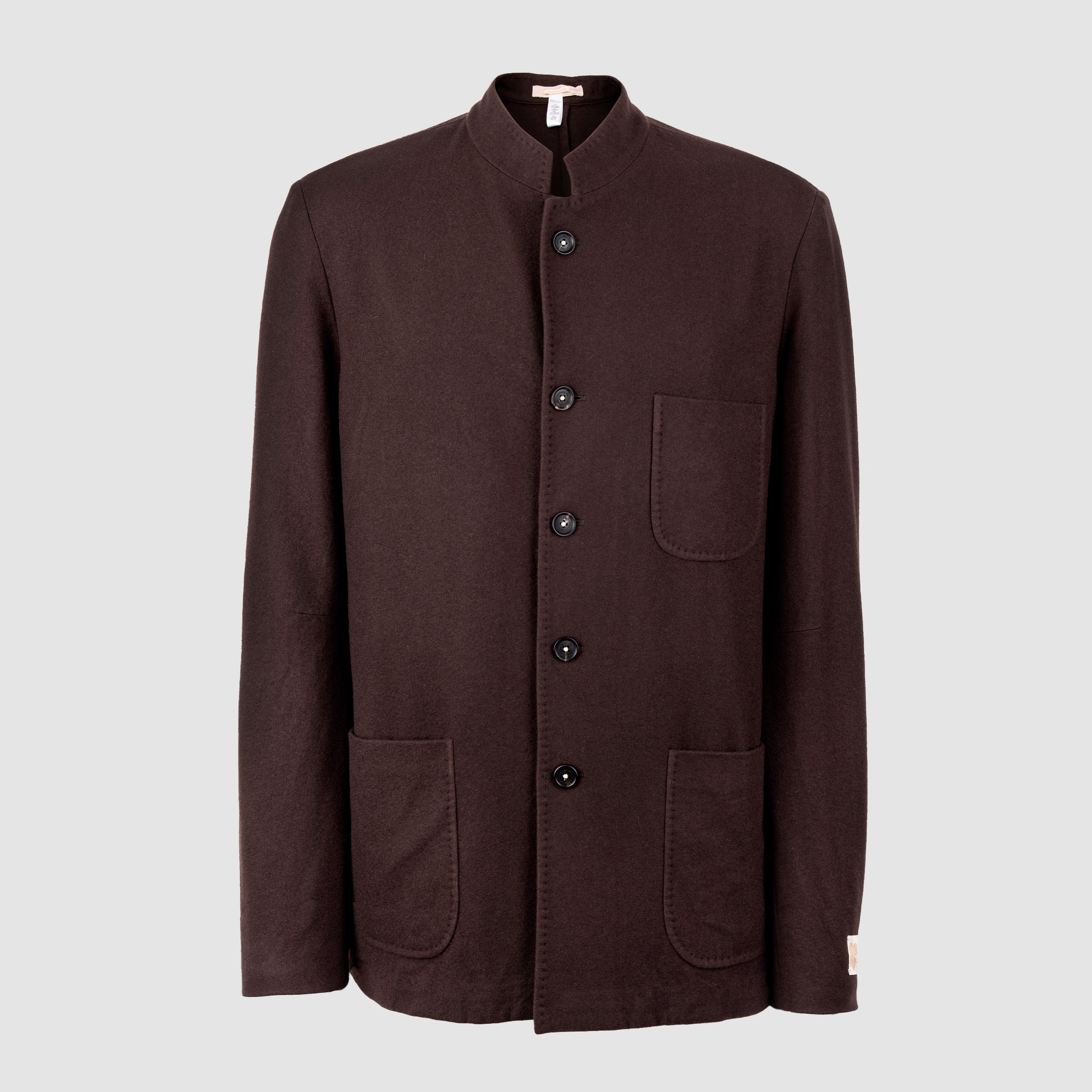 Cashmere Nehru Collar with Patch Pocket Jacket Coffee – Silver Santa Fe